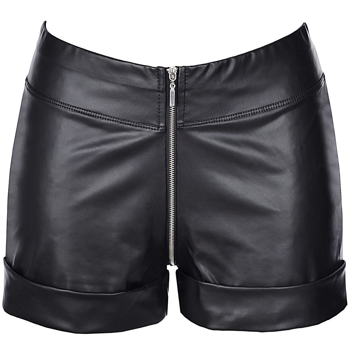 Axami Shorts im Latex-Look mit durchgehendem Reißversch
