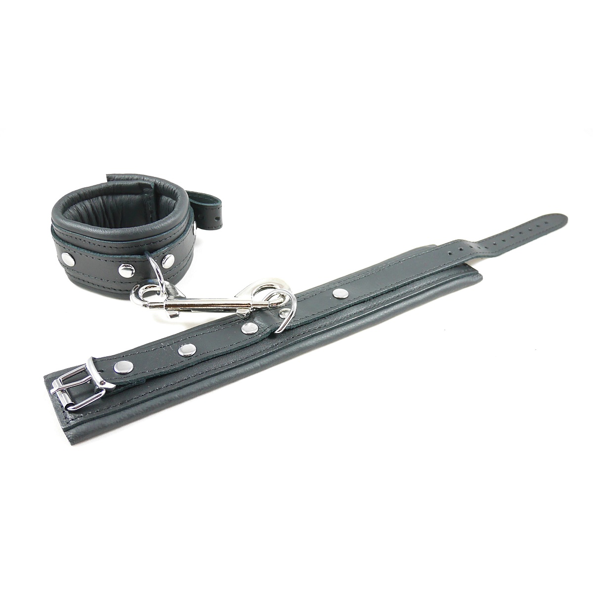 Schlanke robuste Leder-Fußfesseln mit Doppelkarabiner